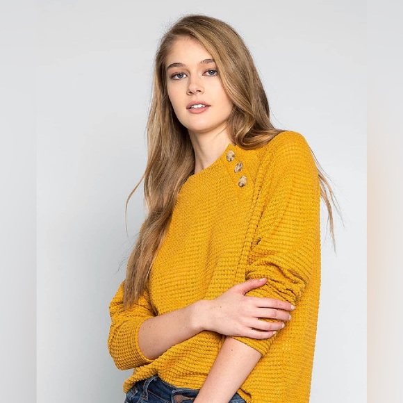 Wet Seal | Sweaters | 22 Wet Seal Golden Yellow Waffleknit Sweater Size ...